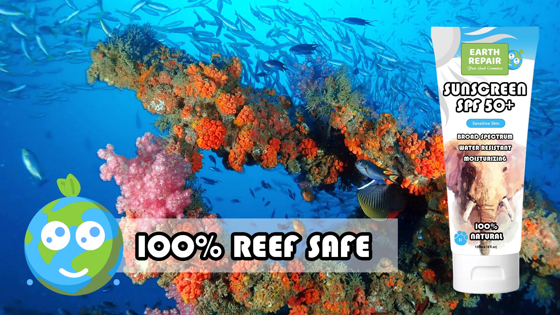 Natural Sensitive Skin Mineral Sunscreen SPF 50+ · 120ml · Earth Repair